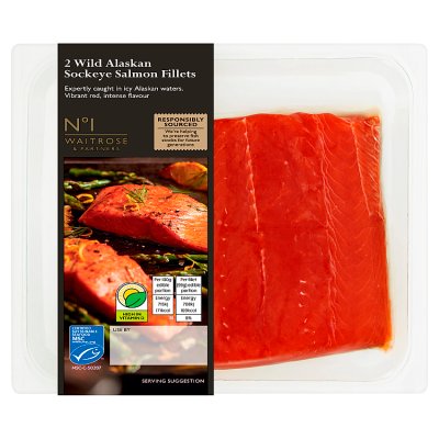 Offer Waitrose No.1 2 Wild Alaskan Sockeye Salmon Fillets